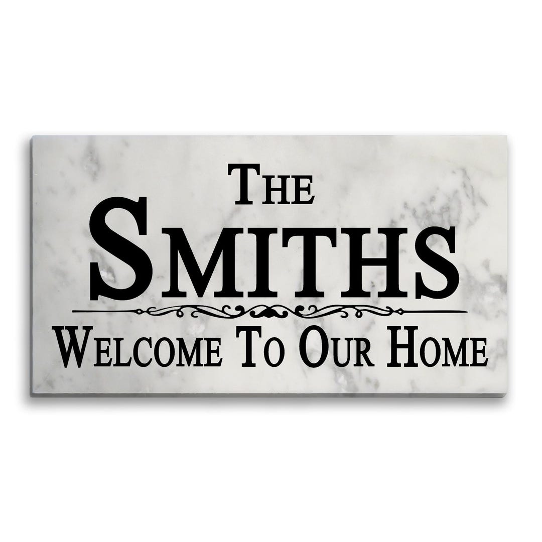 Personalized Family Name Welcome Sign Solid Marble Customized New Home ...
