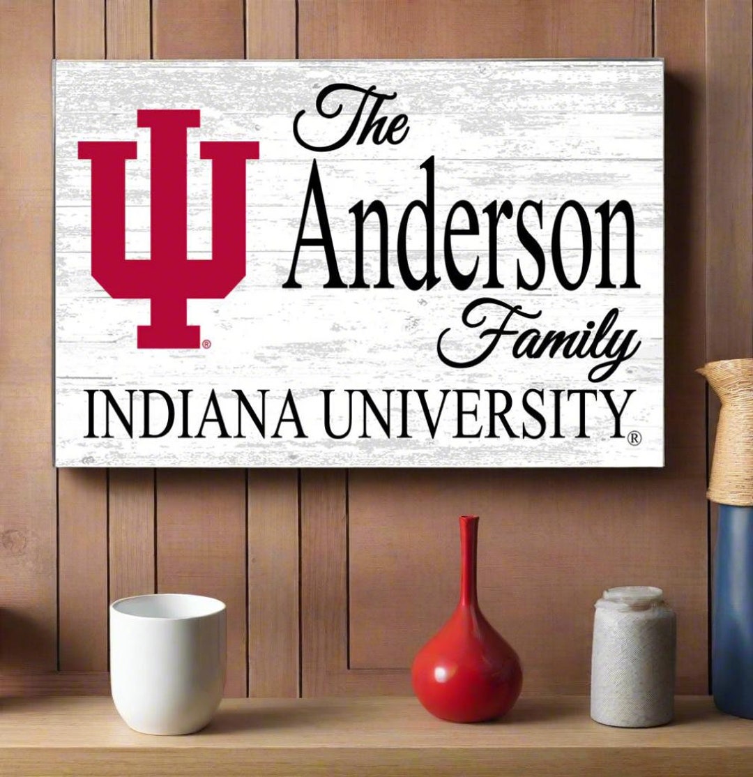 Indiana University Family Name Sign - Solid Wood - PERSONALIZED for IU ...