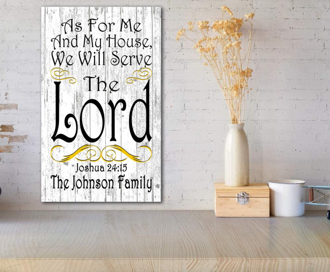 Personalized Family Name Sign, Joshua 24:15 Verse - Etsy