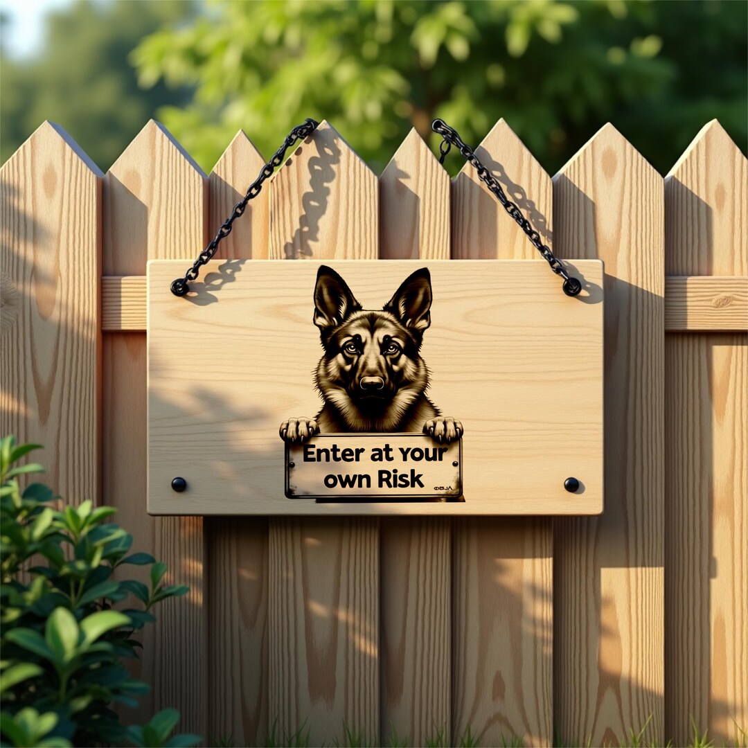 Set of 4 German Shepherd Warning Sign PNG | Dog Laser Engraving File - Etsy