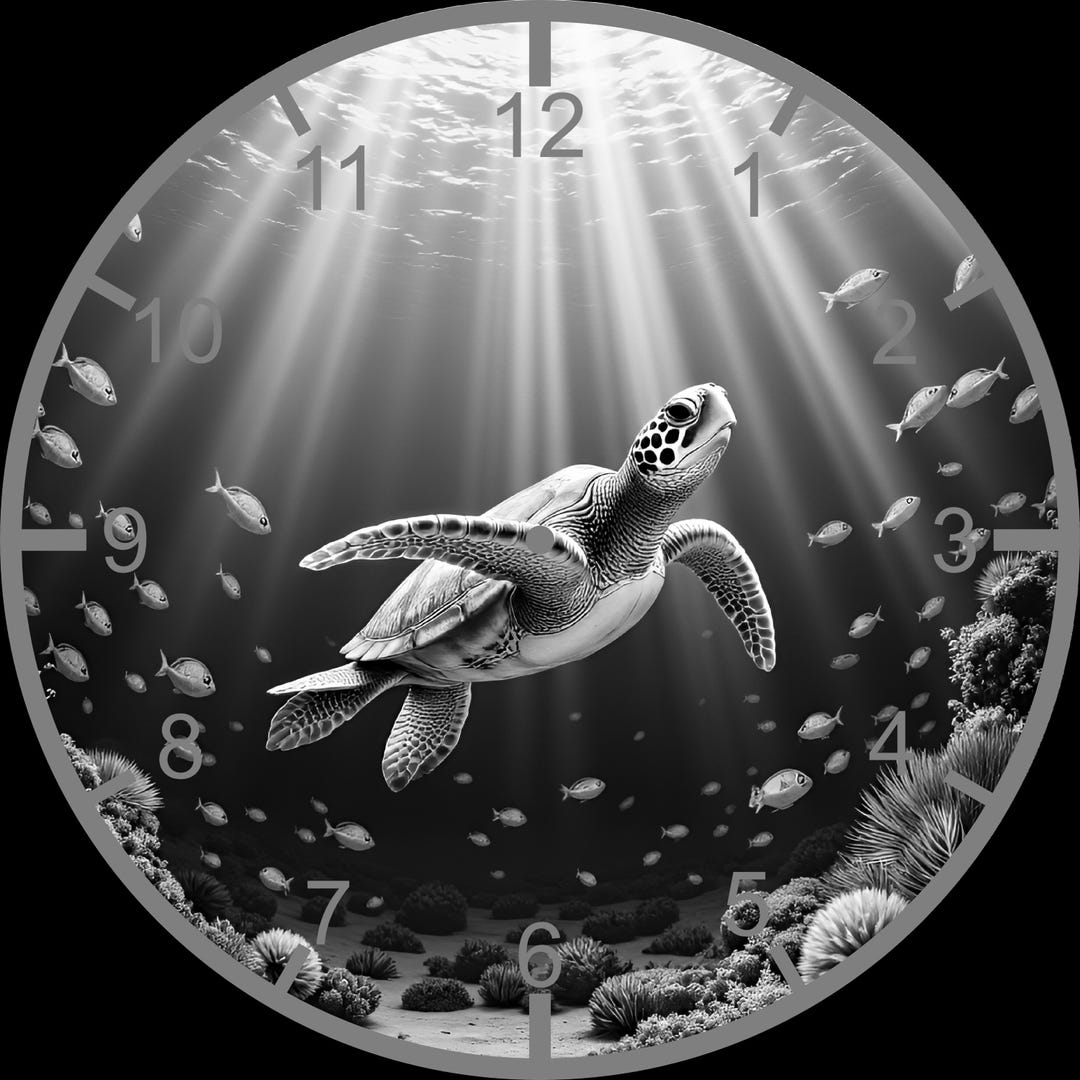 Digital Sea Turtle Clock Face Design – High Resolution 300 DPI PNG ...