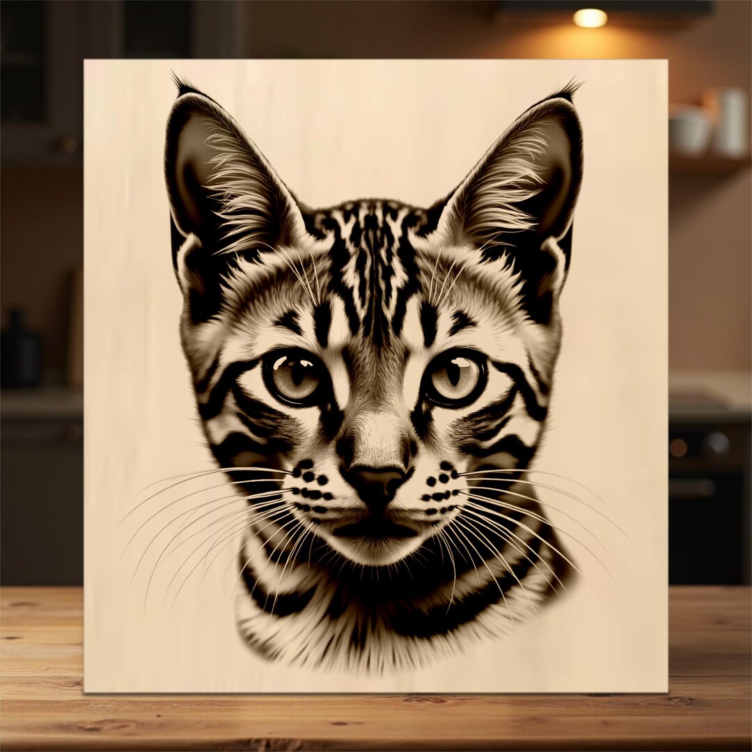 Set of 4 Bengal Cat Laser Engraving Files | Black and White | High ...