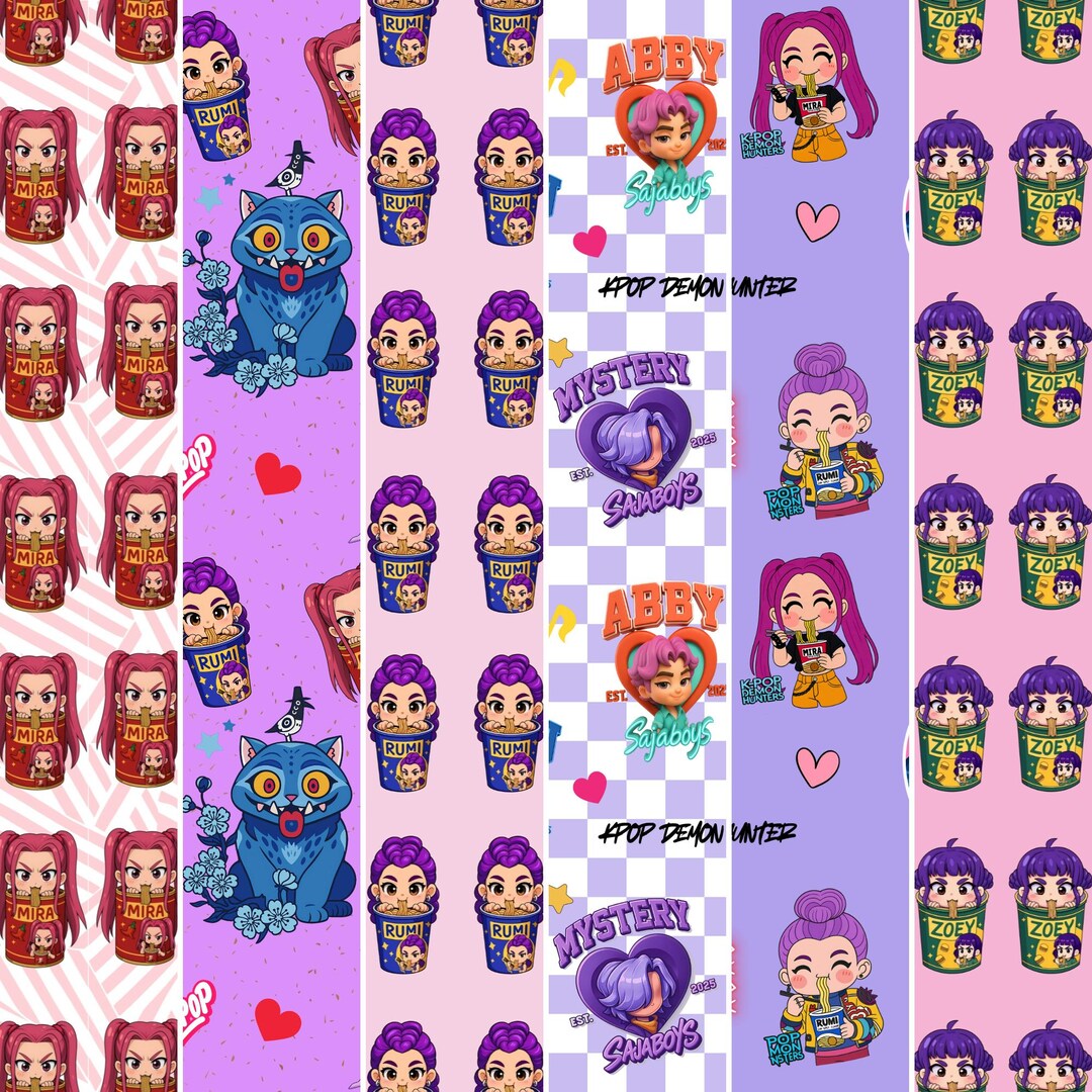 7+ K-pop Seamless Pattern Pack: Kpop Demon Hunters Digital Paper ...