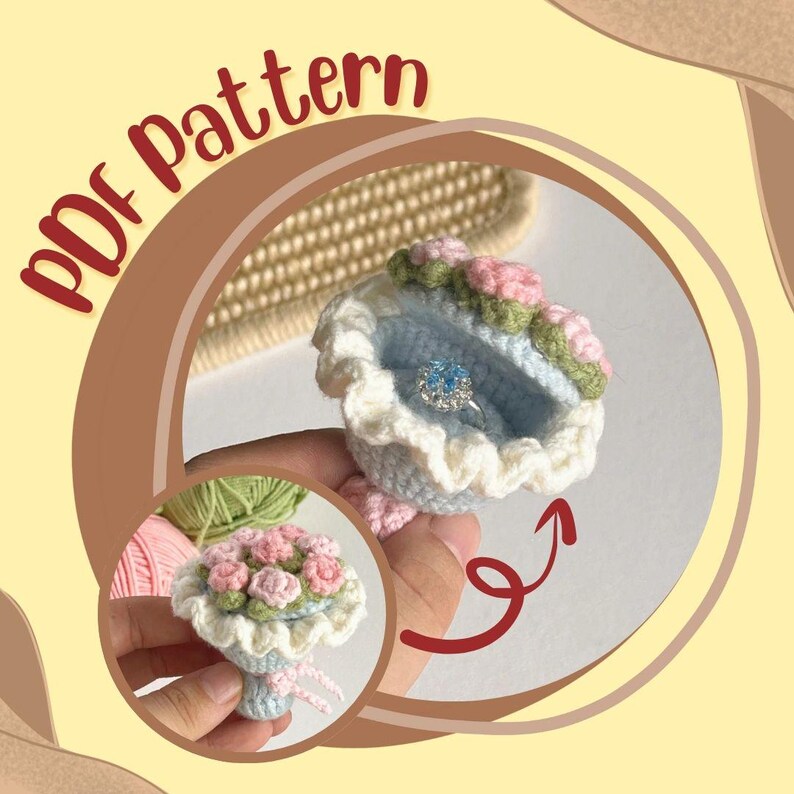 Mini Bouquet Ring Box Crochet Pattern, Flower Ring Amigurumi, Surprise ...