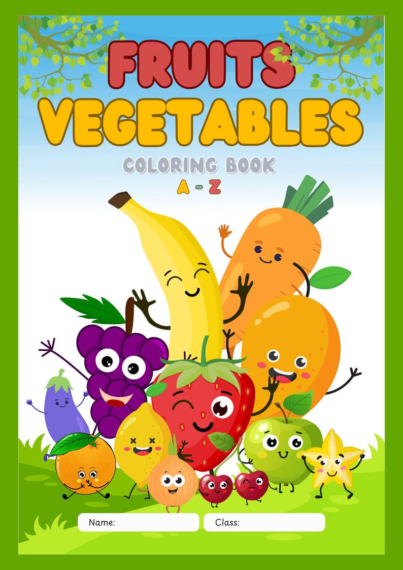 Fruits and Vegetables A to Z Coloring Book – Alphabet Tracing ...