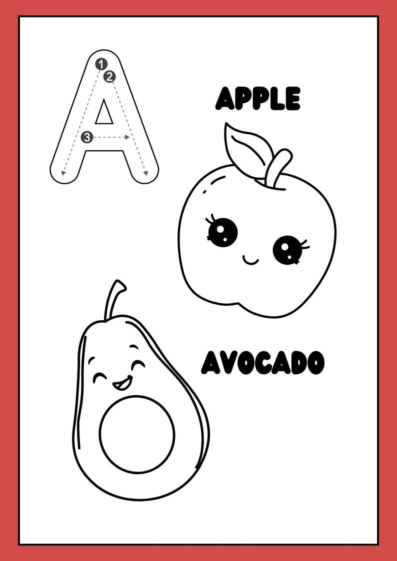 Fruits and Vegetables A to Z Coloring Book – Alphabet Tracing ...