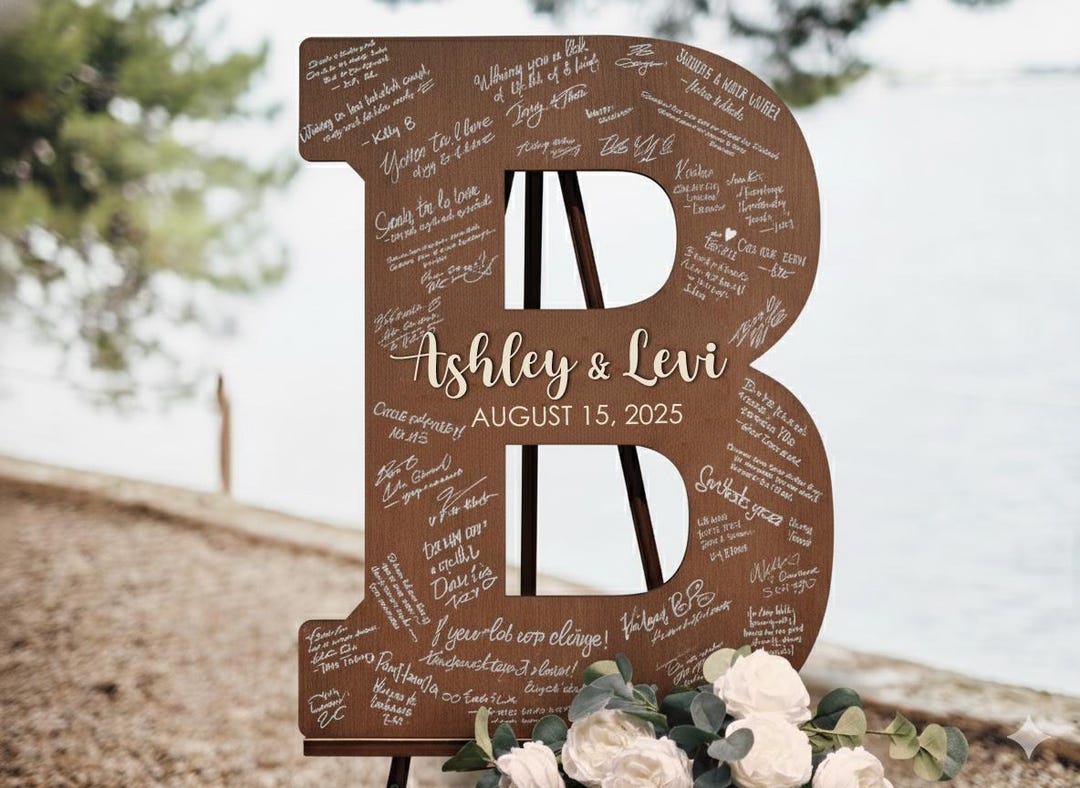 Personalized Wedding Guest Book Alternative, Custom Initial Guest Book ...