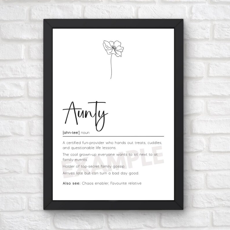 Aunty Definition Print | Cheeky & Cute Dictionary-style Wall Art ...