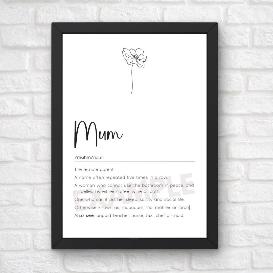 Mum Dictionary-style Definition Word Art Printable - Etsy