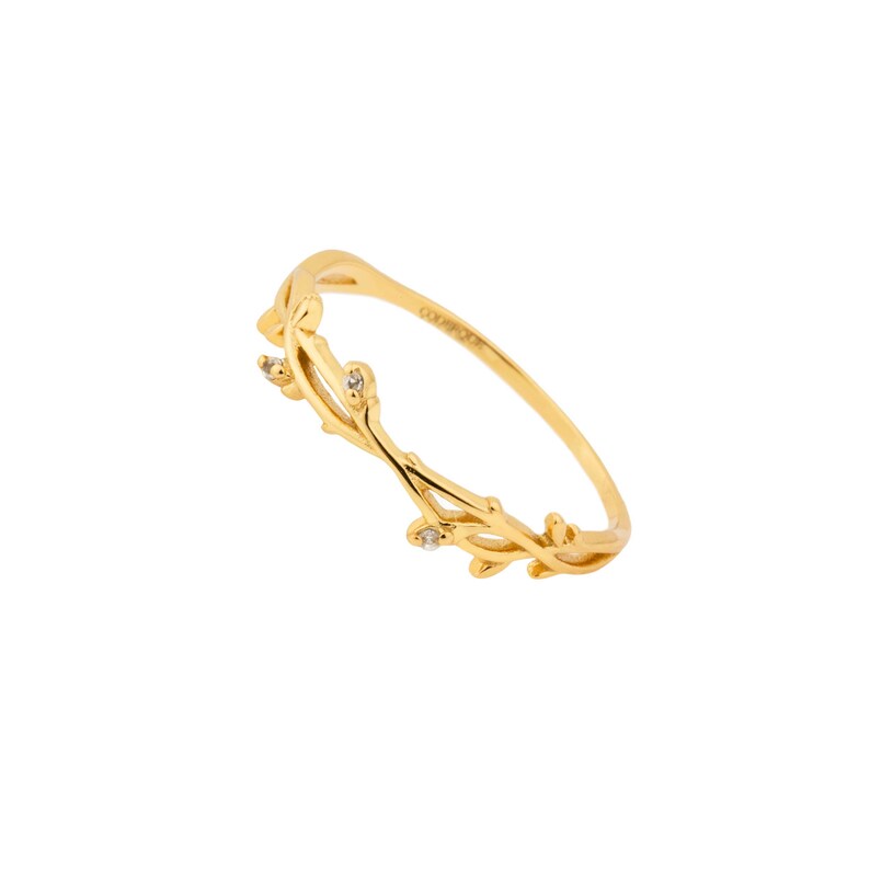 INNOCENT BLOOM Ring. Gold Plated Silver and Topaz. Dainty Ring, Golden ...
