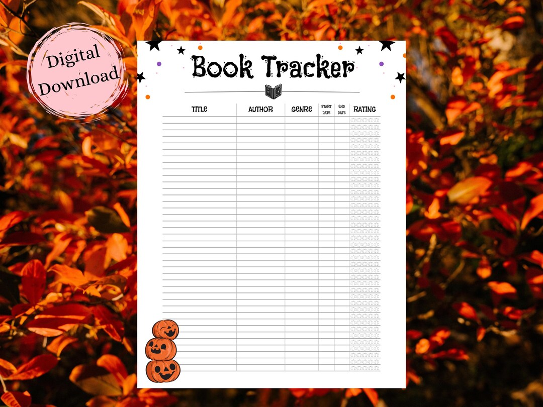 Printable Halloween Bookshelf Tracker: Spooky Season Reading List ...