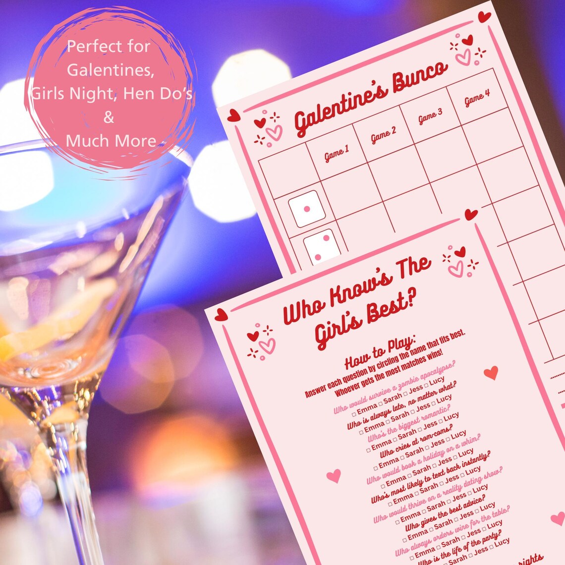 Galentines Day Party Bundle, Girls Night Printable Games, Digital ...