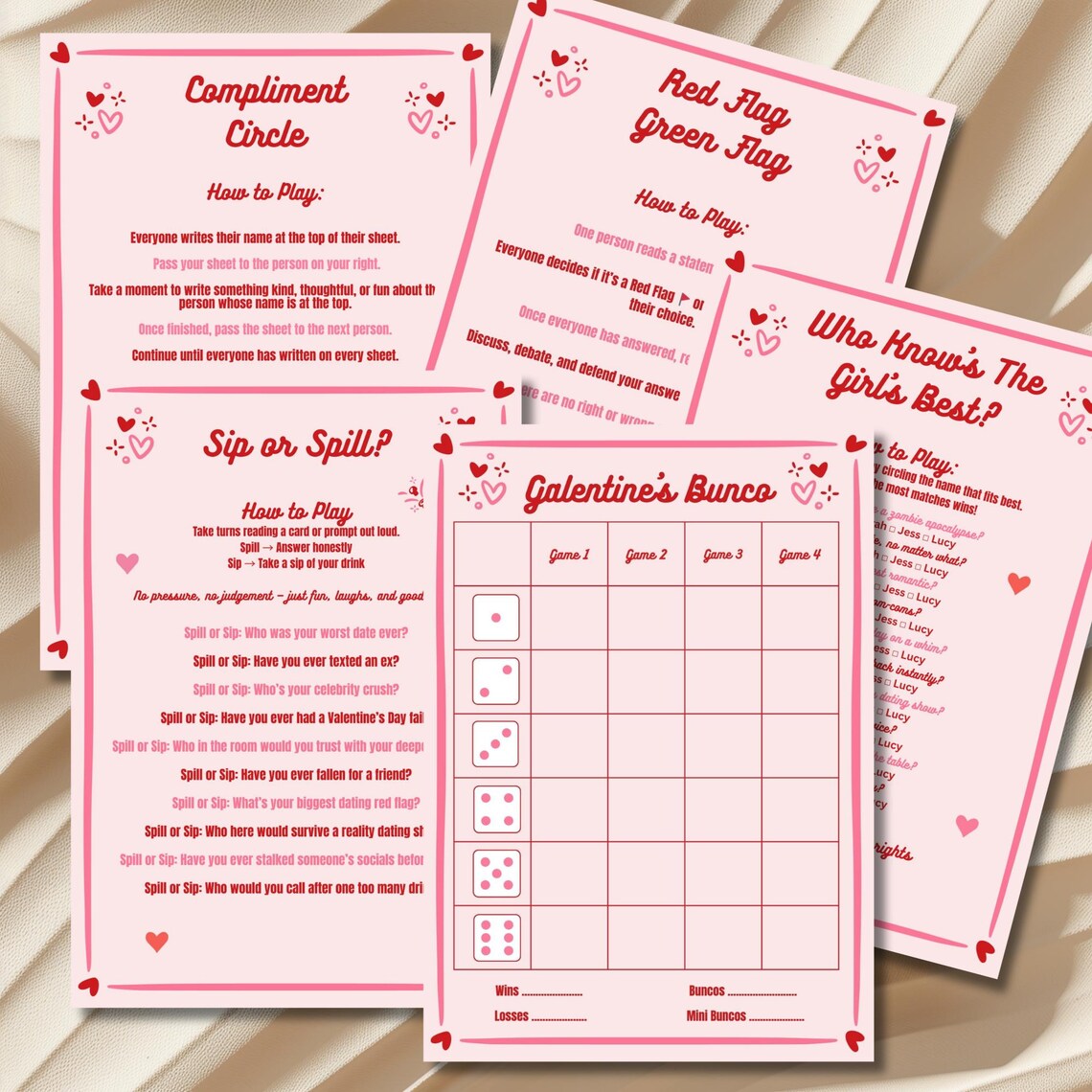 Galentines Day Party Bundle, Girls Night Printable Games, Digital ...