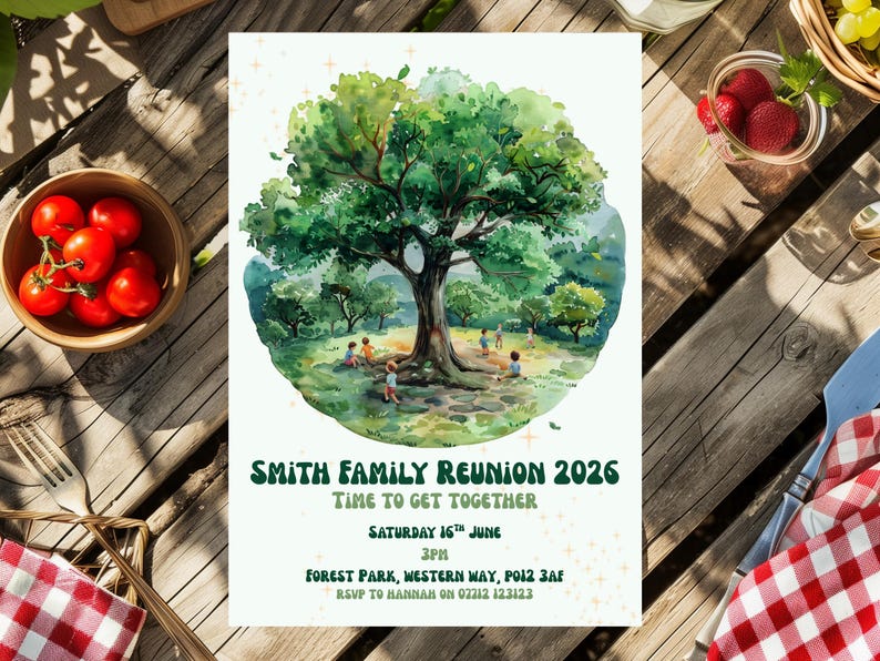 Family Reunion Invitation Template – Editable Printable Family ...