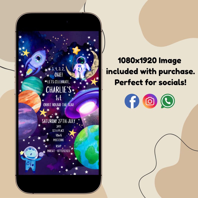 Space Birthday Invitation Template: Planets, Rocket, Editable ...