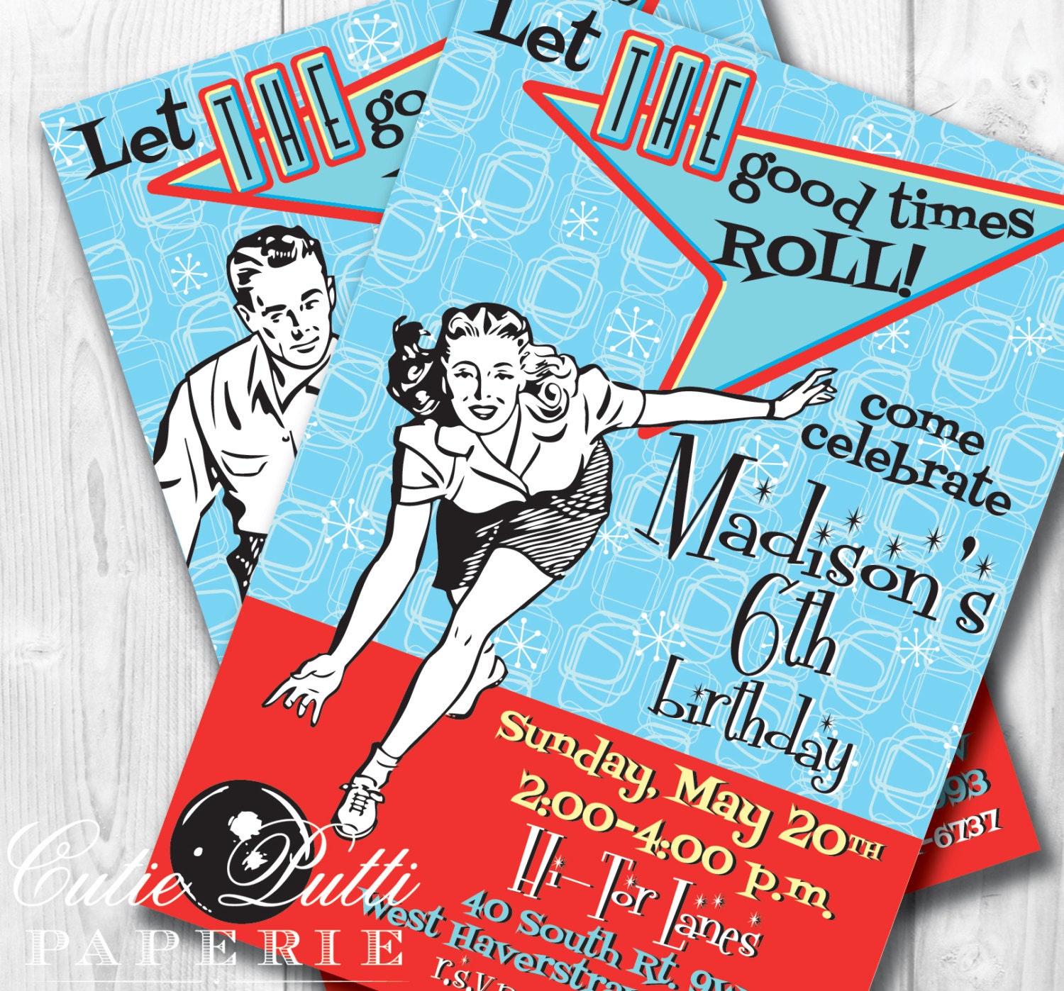 Bowling Party Invitations Printable Custom Invitations by | Etsy