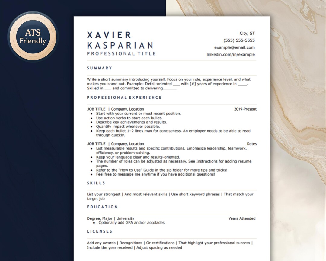 Modern ATS Resume Template, Professional CV Design for Google Docs ...