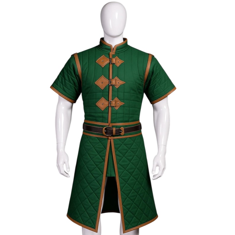 Short Sleeve Medieval Gambeson Armor Quilted Padded LARP Tunic With ...