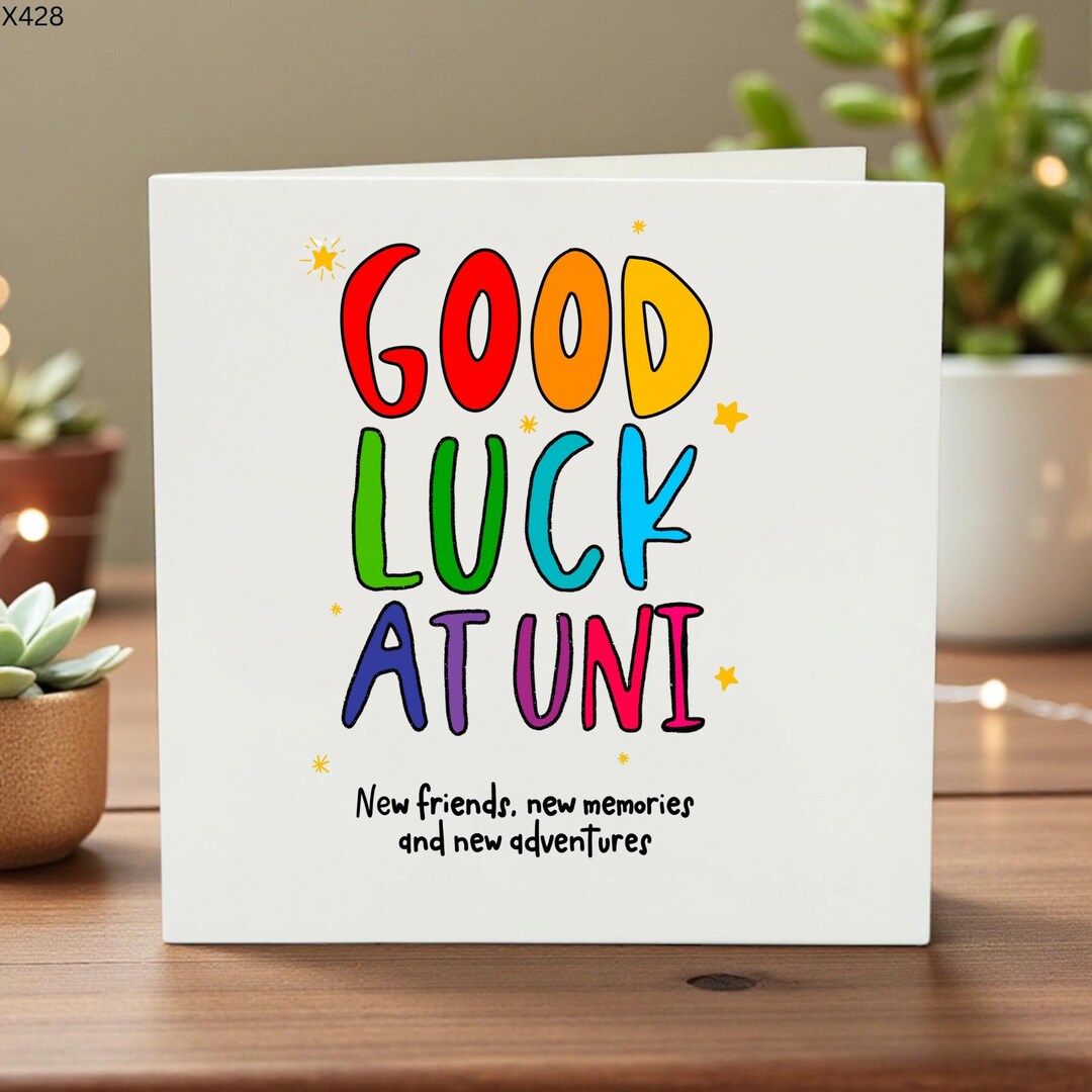 Good Luck at Uni Card, Colourful University Card, New Adventures Card ...