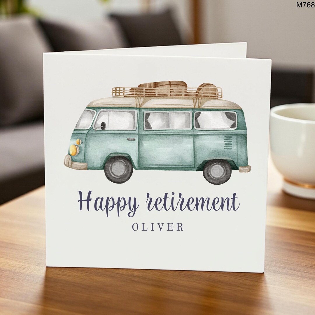 Personalised Happy Retirement Card, Camper Van Retirement Card With ...