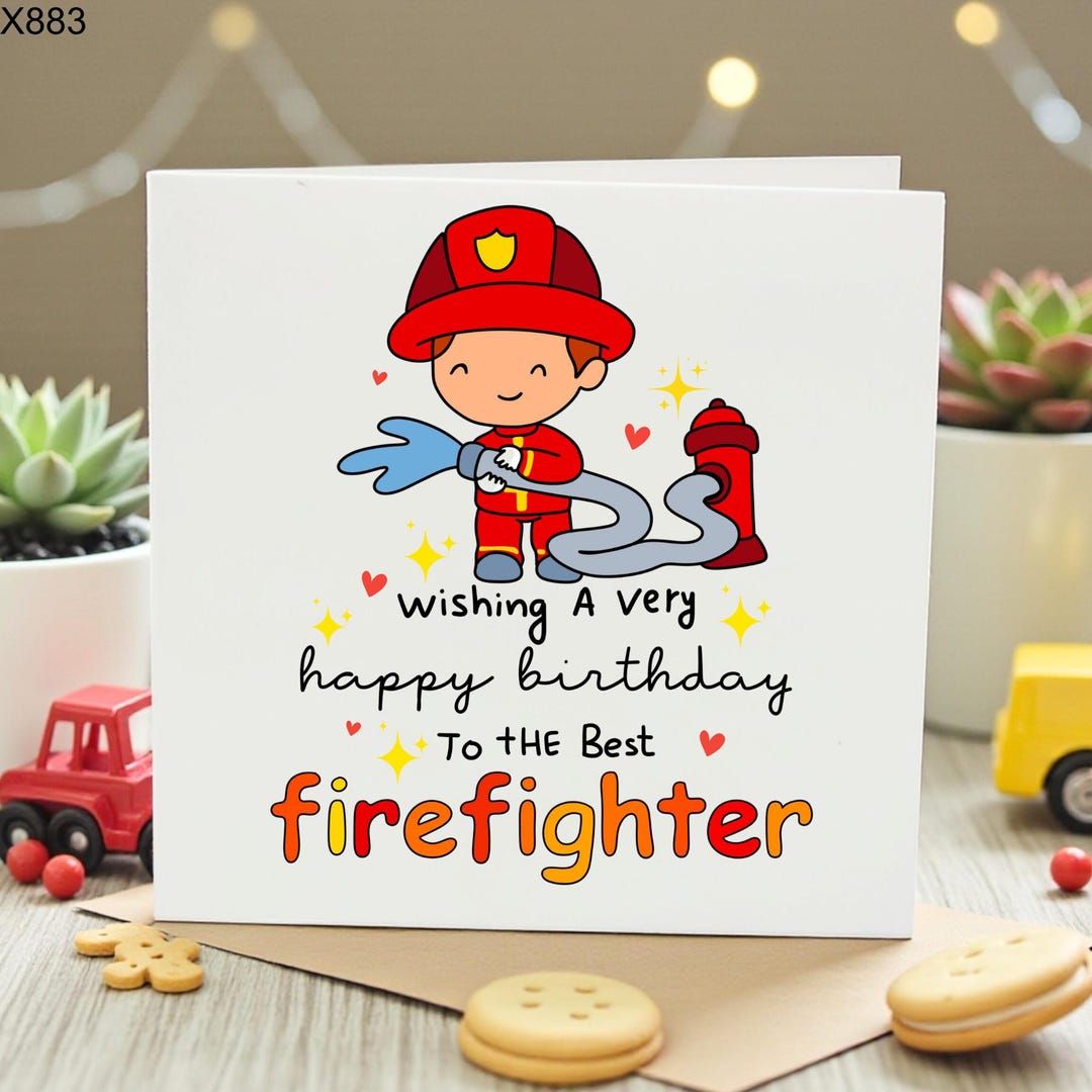 Personalised Firefighter Birthday Card - Cute Fireman Card Best ...