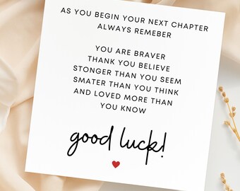 New Chapter Good Luck Card, Personalised Poem Good Luck Card, Here's to ...