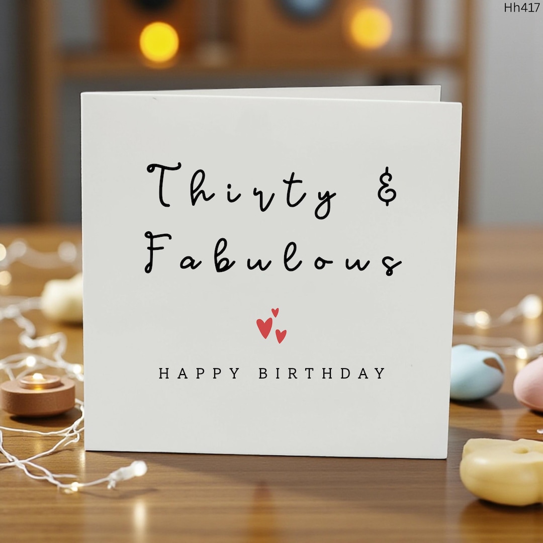 30th Birthday Card for Her Thirty and Fabulous Card Personalised ...