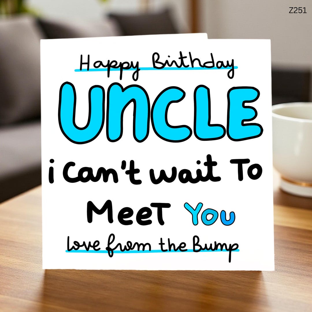 Uncle Birthday Card From Bump, Pregnancy Announcement Card for Uncle ...