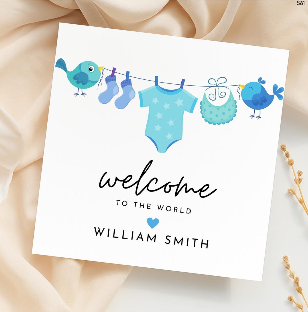 Welcome Baby Custom Card-personalized Baby Welcome Card- Newborn Baby ...