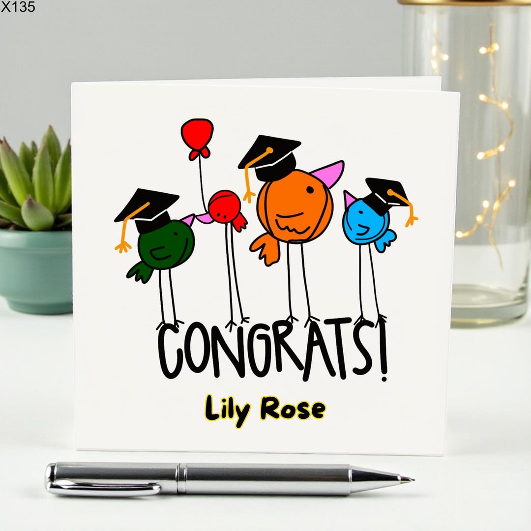 Personalised Graduation Card for Kids, Cute Graduation Illustration ...