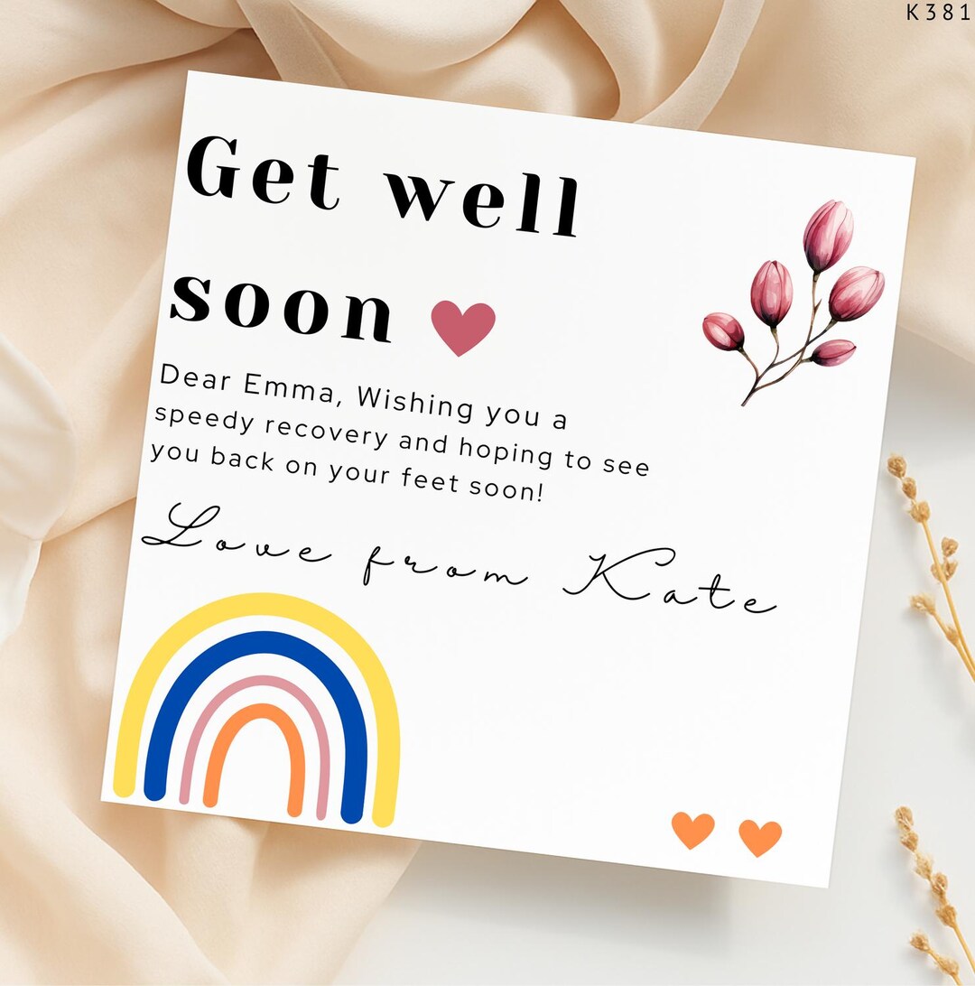 Personalized Get Well Soon Card - Speedy Recovery Wish - Custom Name ...