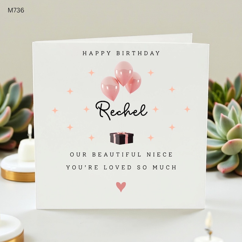 Personalised Niece Birthday Card, Custom Name Birthday Card for Niece ...