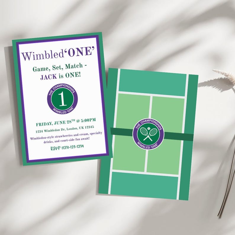 Wimbledone Birthday Invitation, First Birthday, Tennis Invitation ...