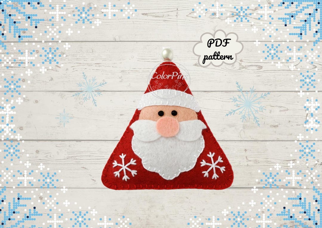 Felt Santa PDF Pattern – Christmas Ornament Sewing Tutorial for ...