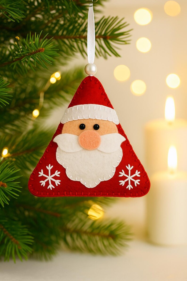 Felt Santa PDF Pattern – Christmas Ornament Sewing Tutorial for ...