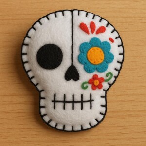 Halloween Sugar Skull PDF Pattern Easy Felt Sewing Tutorial Beginner ...