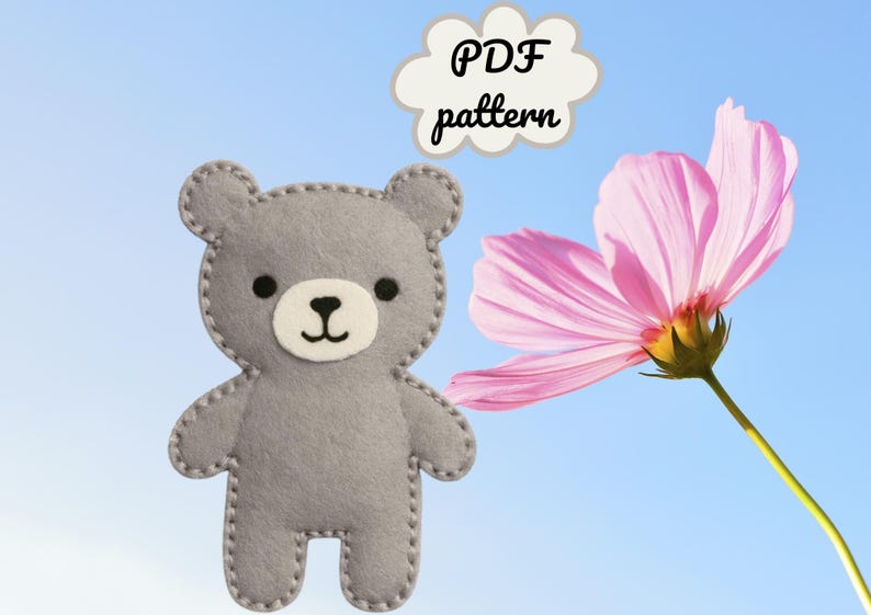 Felt Bear. PDF Pattern . Create a Cute, Simple Felt Bear Using Basic Sewing Techniques. Perfect ...