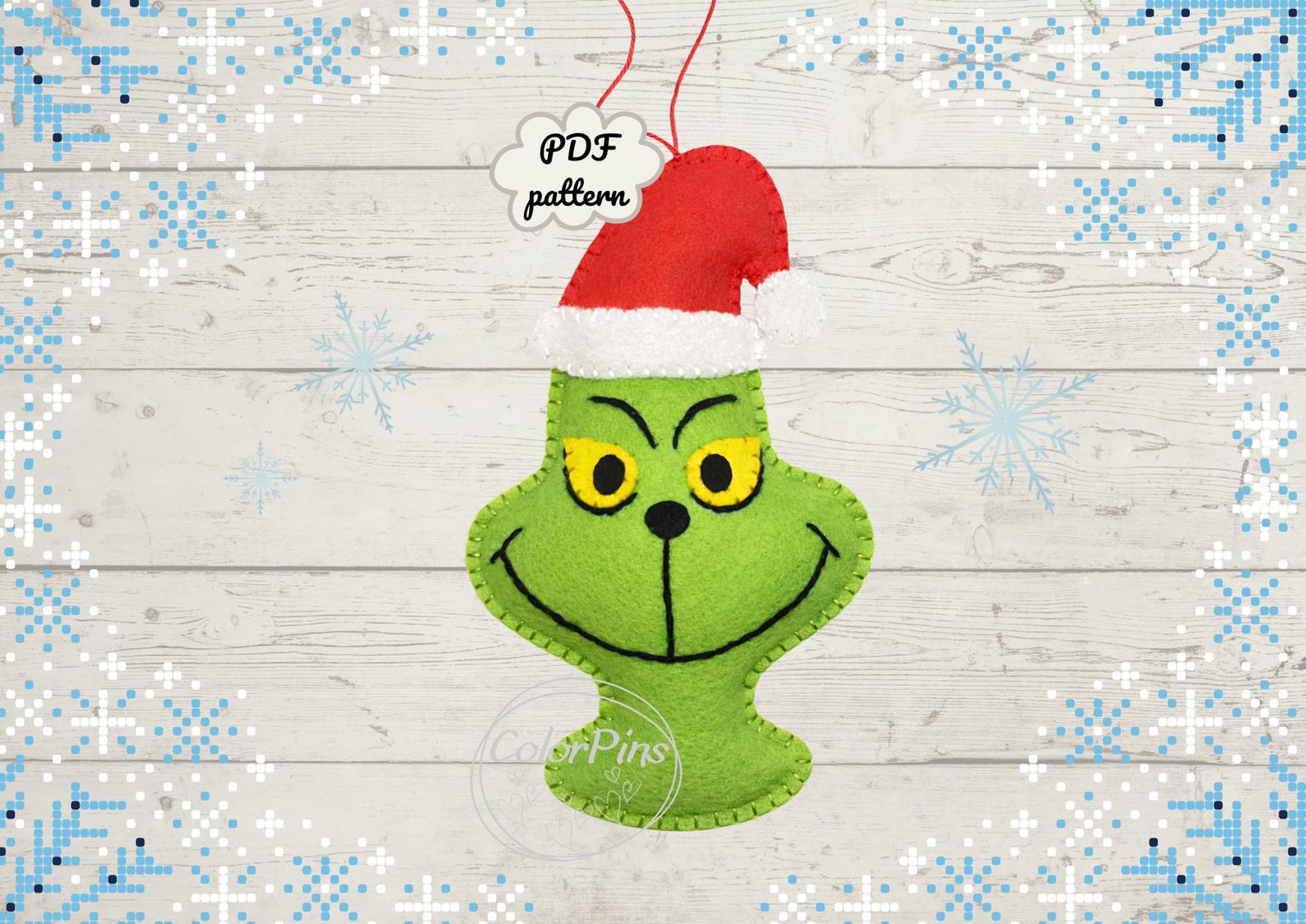 Felt DIY Felt Grinch Ornament PDF Pattern. Create a Cute,simple Felt ...