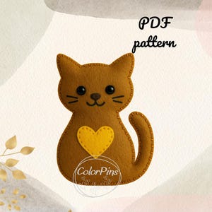 Felt Cat. PDF Pattern . Create a Cute, Simple Felt Cat Using Basic ...
