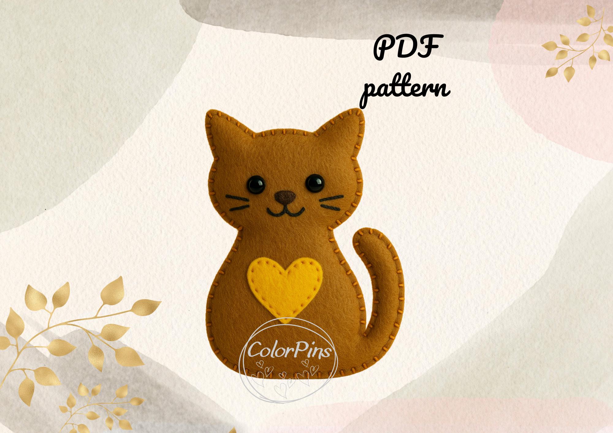 Felt Cat. PDF Pattern . Create a Cute, Simple Felt Cat Using Basic ...