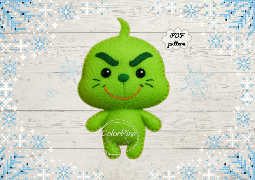 Felt DIY Felt Grinch Ornament PDF Pattern. Create a Cute,simple Felt ...