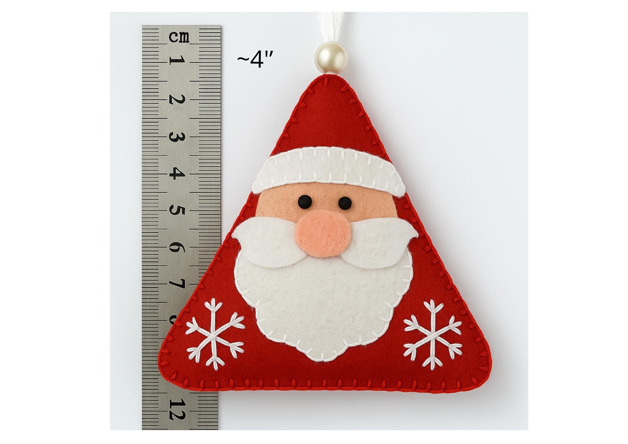 Felt Santa PDF Pattern – Christmas Ornament Sewing Tutorial for ...