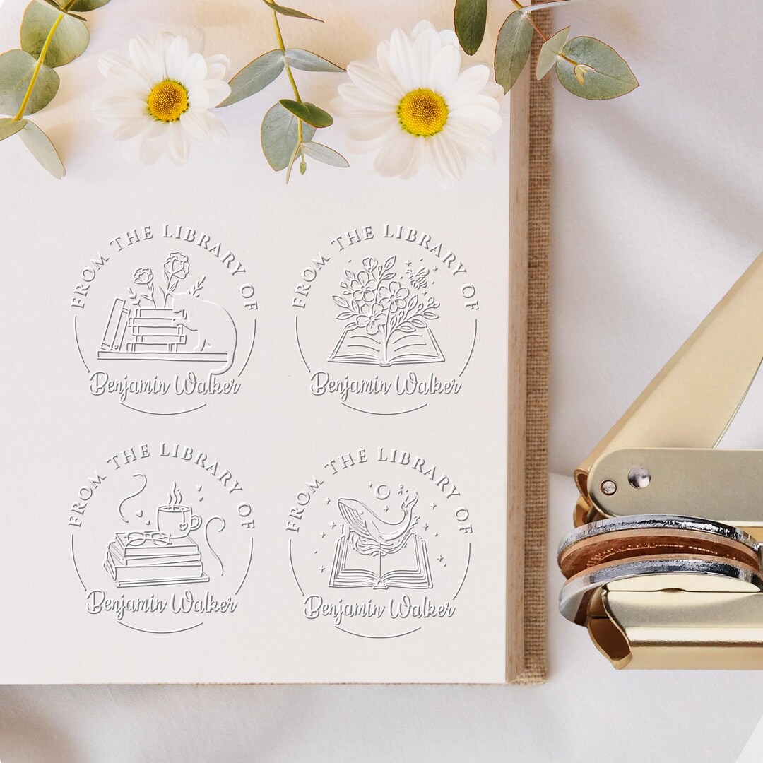Personalized Book Embosser/custom Library Stamp - Metal, 16 Designs - Etsy