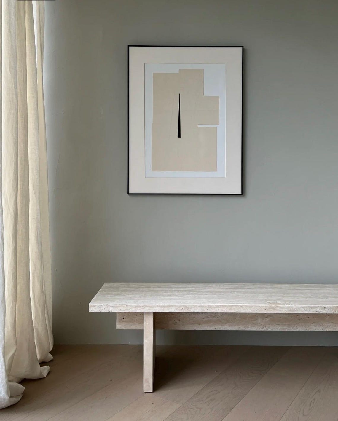 Natural Travertine Console Table: Japandi Style for Living Room - Etsy