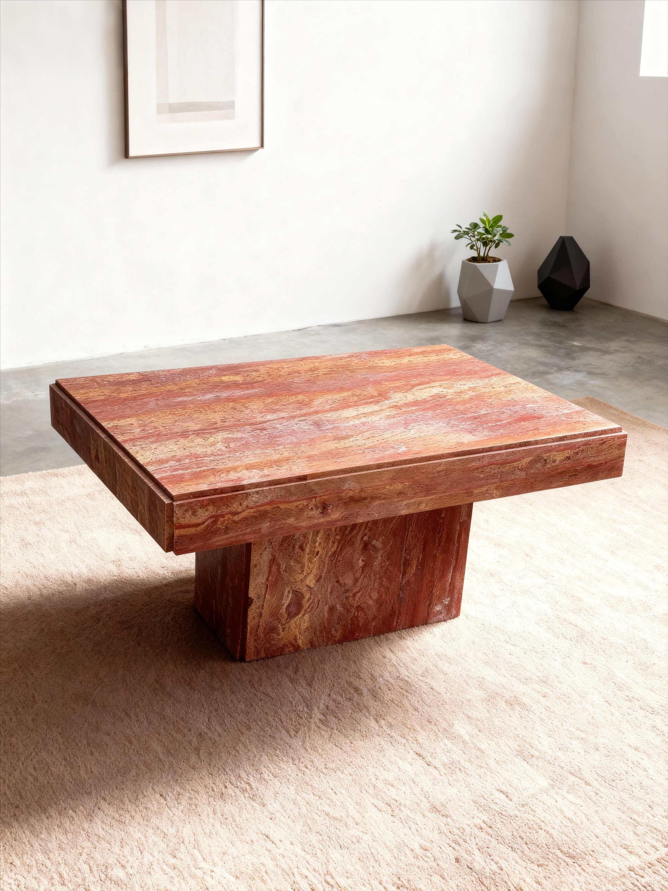 Handmade Red Travertine Coffee Table - Modern Organic Modular Design - Etsy