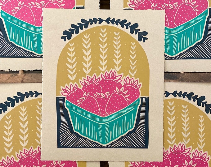 Berry Basket Multicolor Relief Print | Strawberry | Summer Food ...