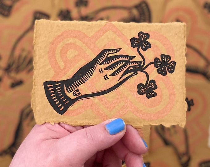 Shamrock Victorian Hand Linocut Print | Good Luck | Botanical Art | St ...