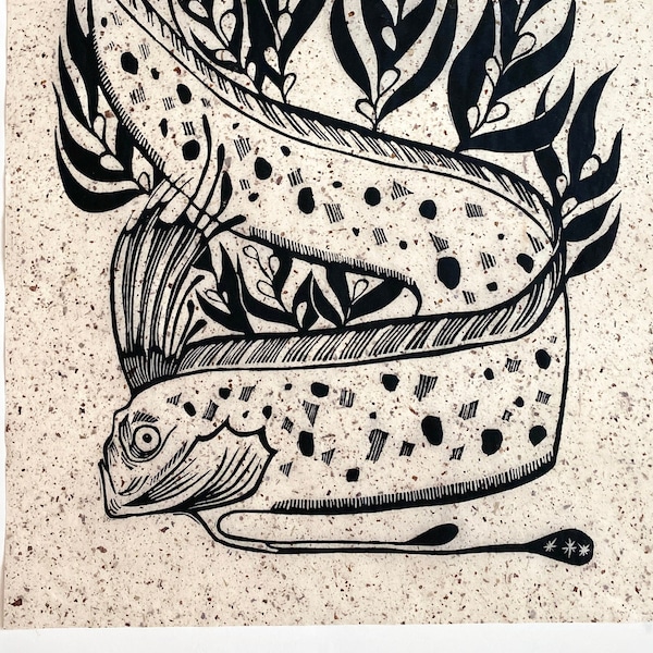 Fish Linocut - Etsy