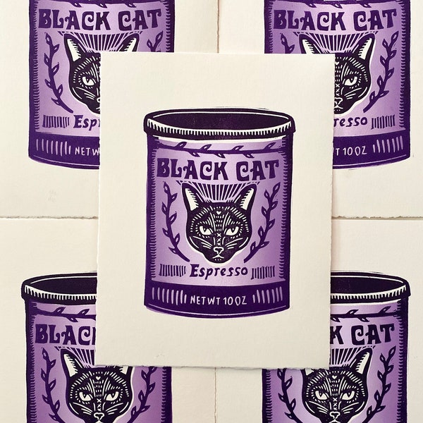 Cat Block Print - Etsy