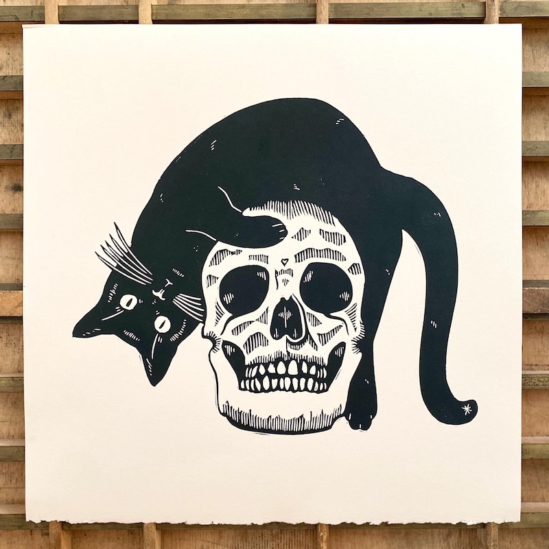 Cat Block Prints Black - Etsy